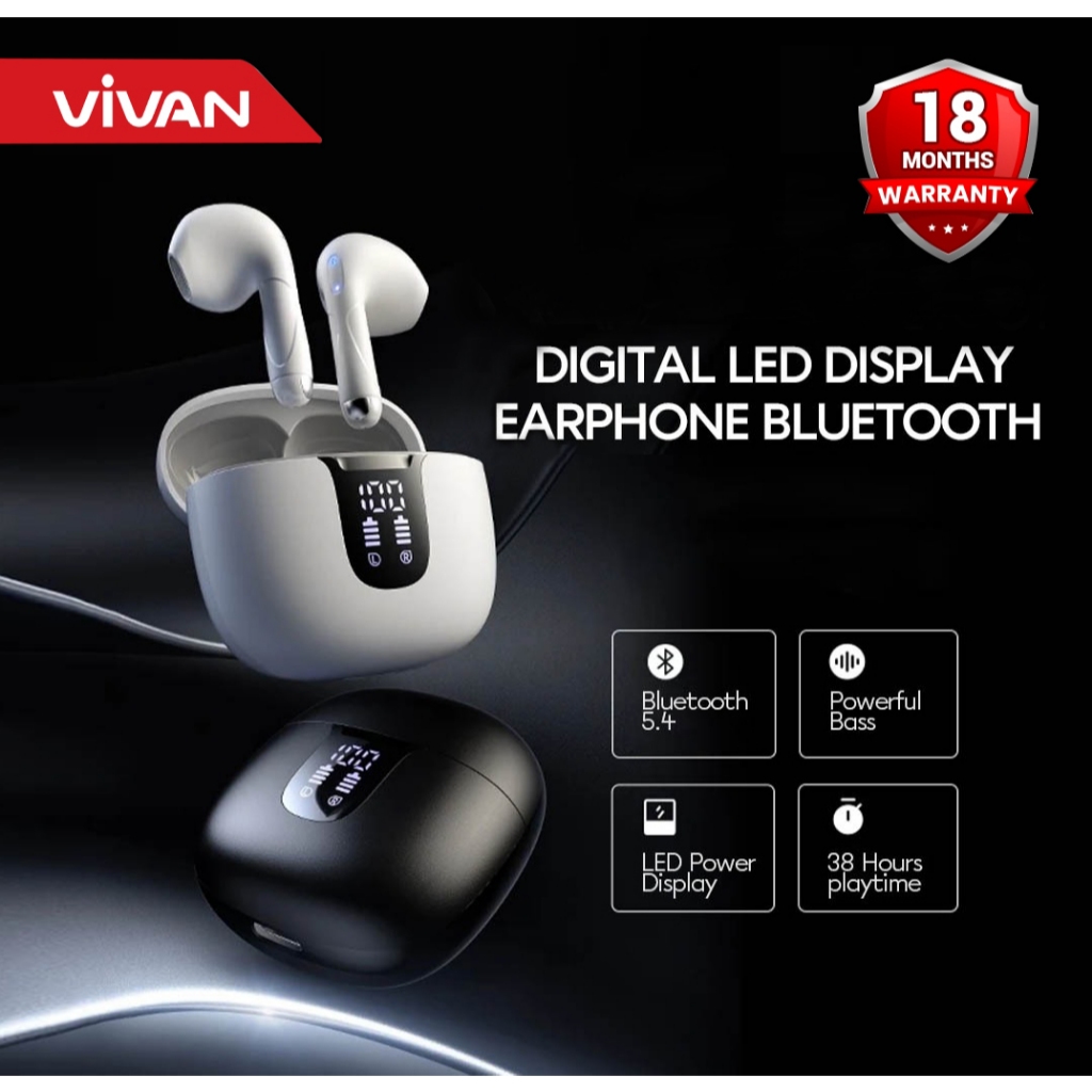 Vivan Infinity GT2s True Wireless Semi In-Ear Earphone Powerful Bass ...