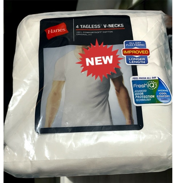 HANES 4 TAGLESS V NECK SIZE XL ORIGINAL FIT | Shopee Philippines