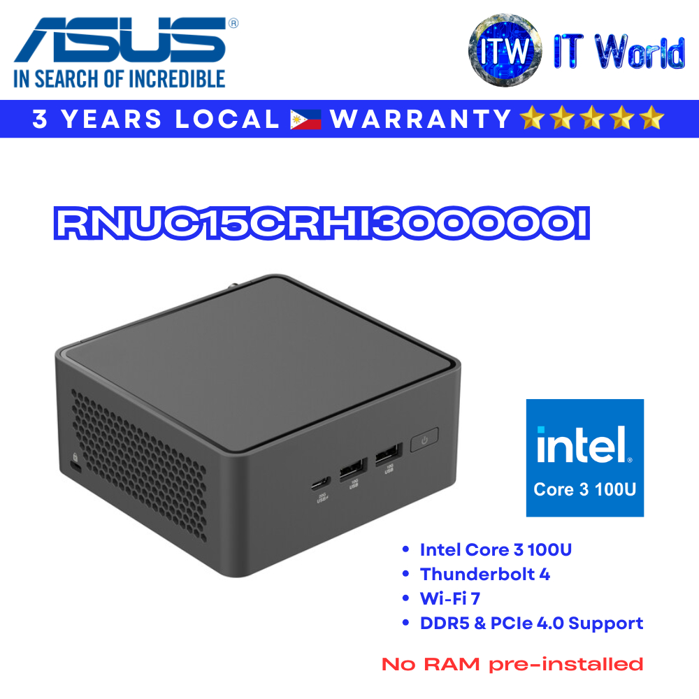 Itw | ASUS Mini PC NUC 15 Pro Tall Barebone Kit Intel Core 3 100U/ Wi ...