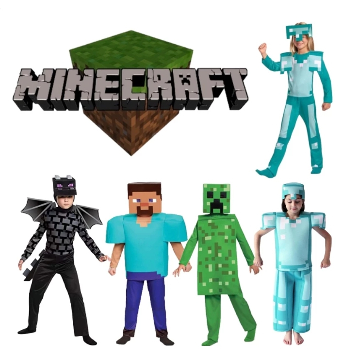 Minecraft COS Ender Dragon Cosplay Onesie Mask Steve Armor Onesie Kids ...