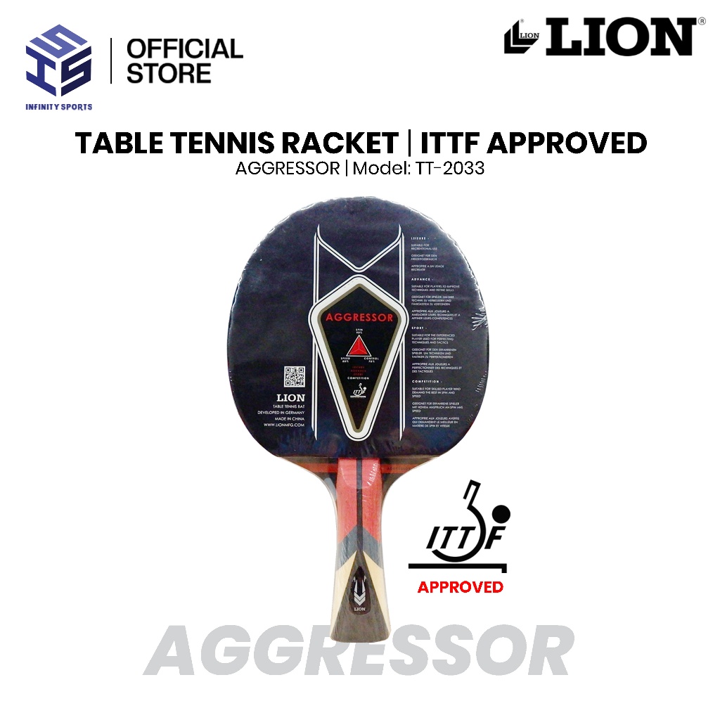 Lion | Aggressor Table Tennis Bat ITTF Approved (TT-2033) | Shopee ...