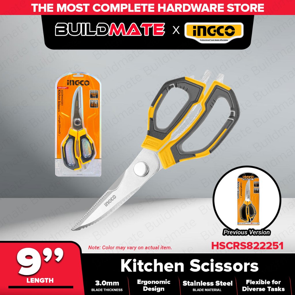 BUILDMATE Ingco Kitchen Scissors 9" 225mm Stainless Steel Detachable ...