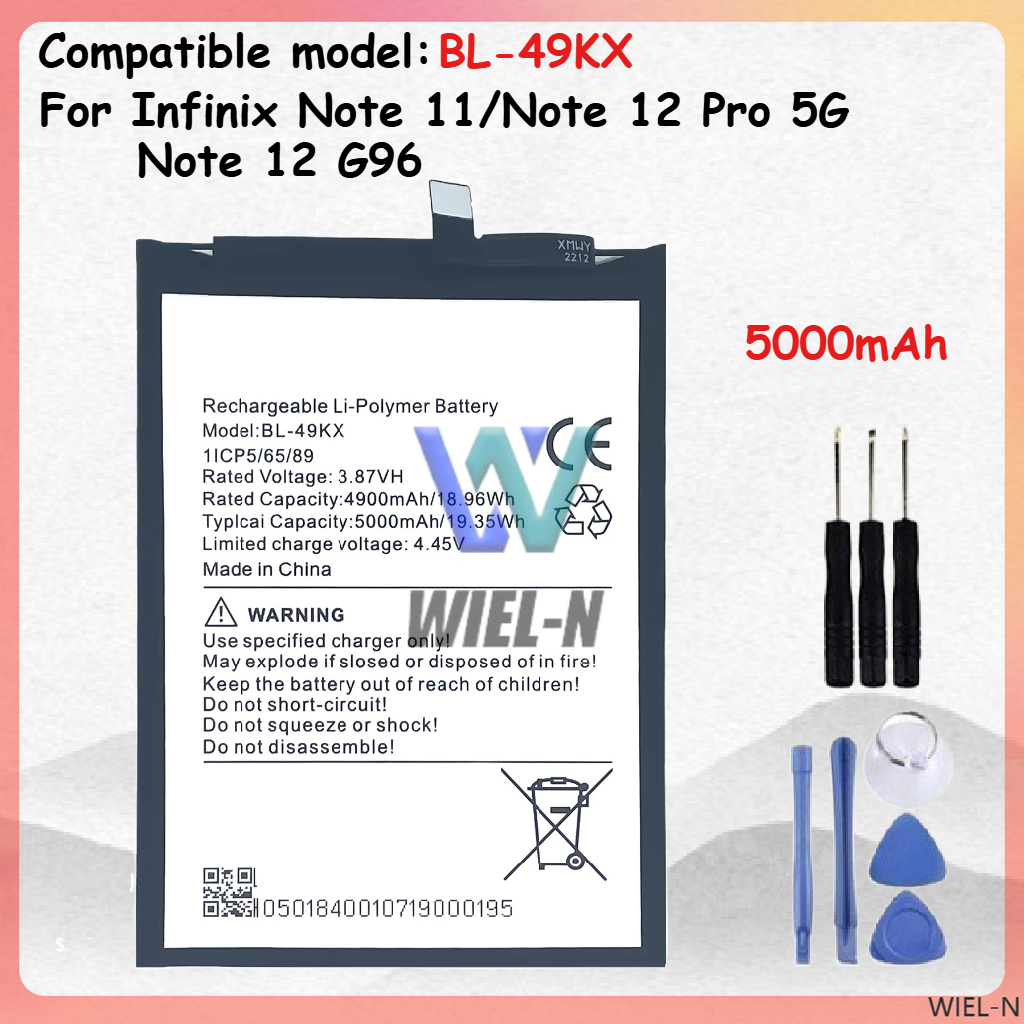 BL-49KX Replacement Battery for Infinix Note 12i X6819 Note 12pro Hot 8 ...