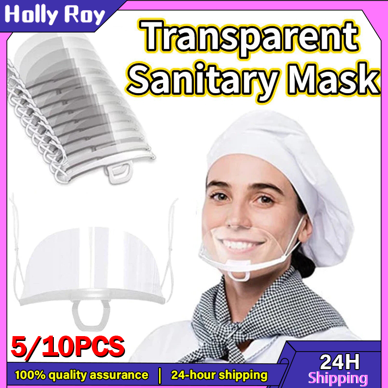 10pcs Transparent Food Service Mask Anti-fog Ultra Light Reusable Face ...