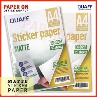 QUAFF Sticker Paper Matte A4 165gsm (50 & 20 sheets) | Shopee Philippines