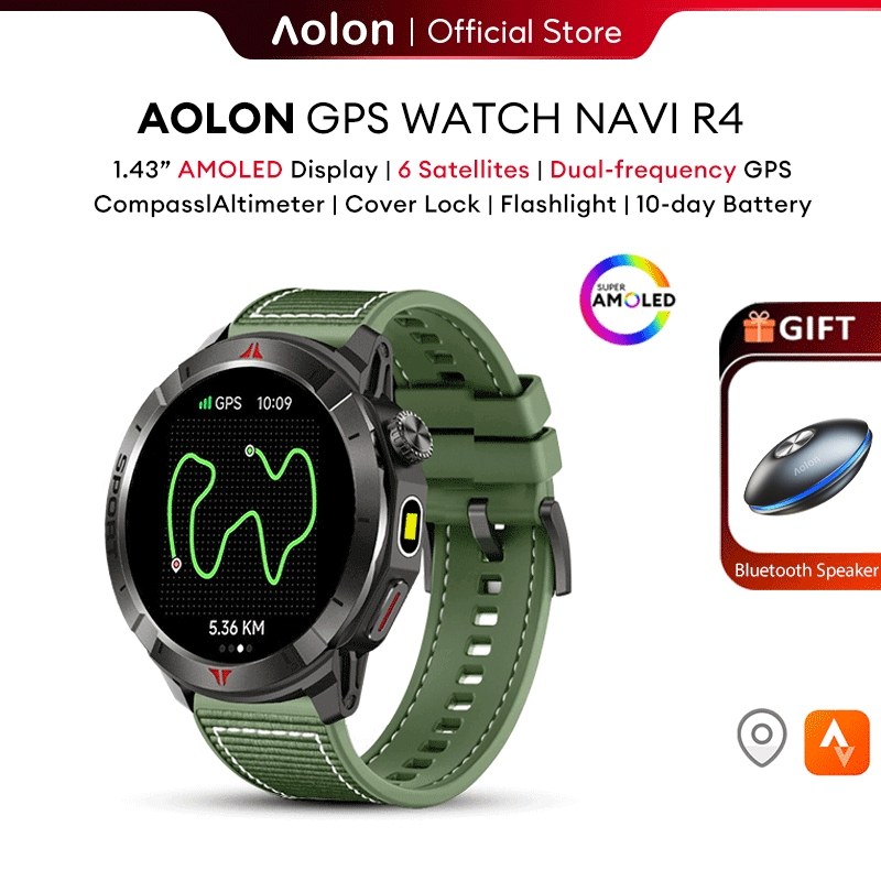 Aolon NAVI R4 Smart Watch GPS Compass Altimeter Cover Lock Flashlight ...