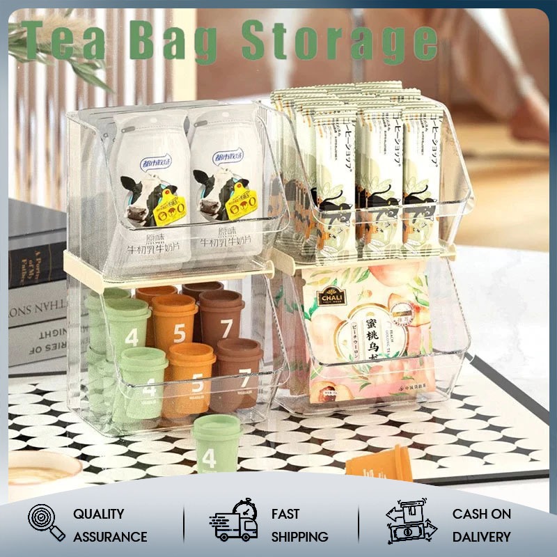 Multi-Tier Clear Tea Bag Organizer Capsule Coffee Storage Box Stackable ...