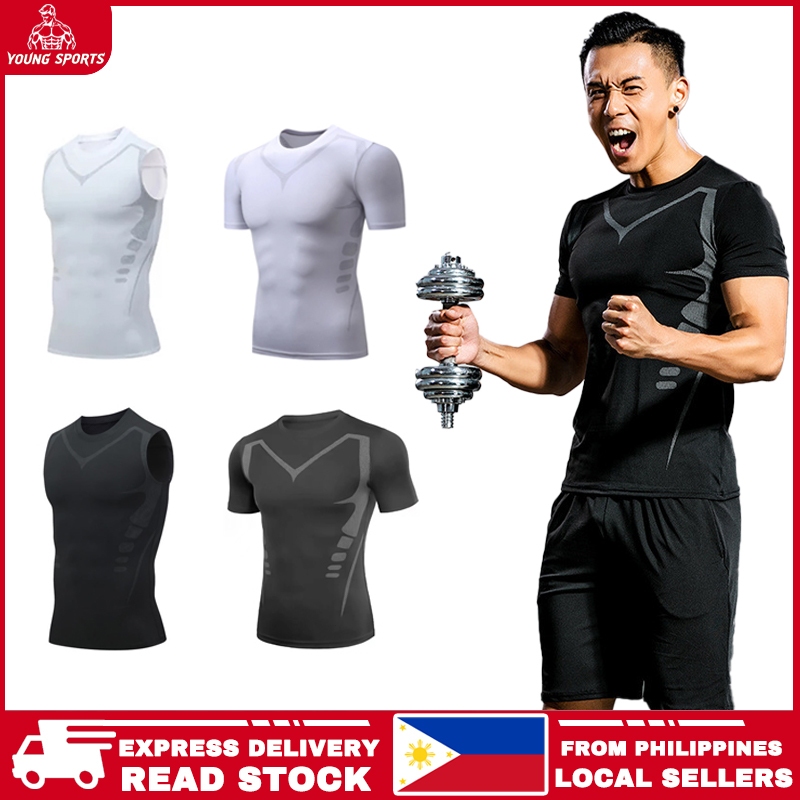 Men'S Compression Fitness Sando Sleeveless Shirt Leggings Basketball ...