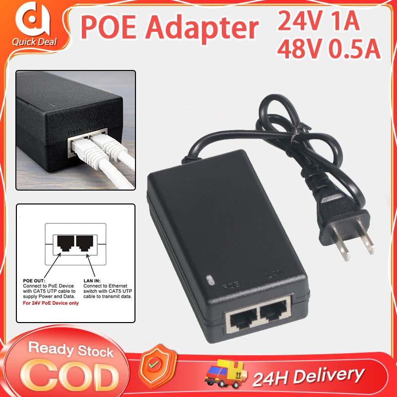 Poe Adapter 48V 0.5A 24V 1A Splitter Power Injector Surveillance CCTV ...