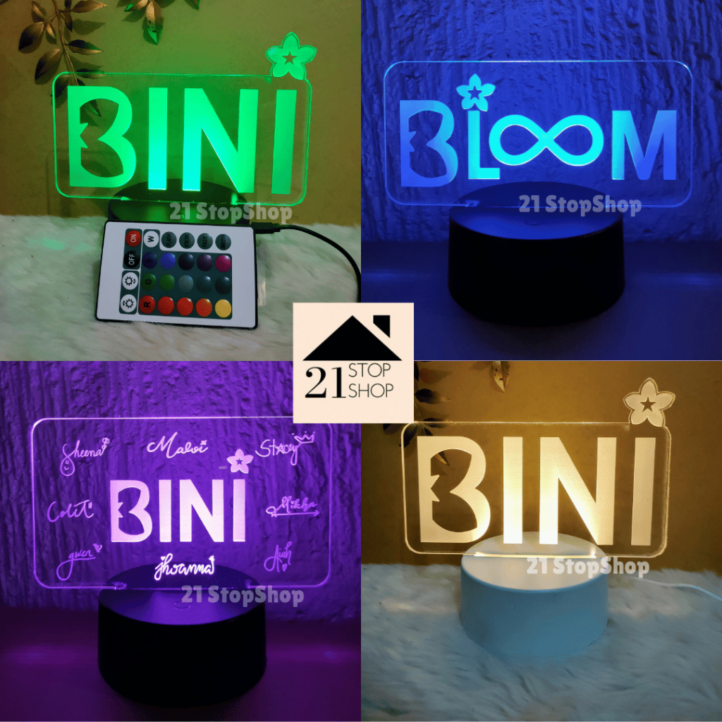 21SHOP BINI P-pop group PH Blooms design 3D Acrylic LED Lamp Ppop Idol ...
