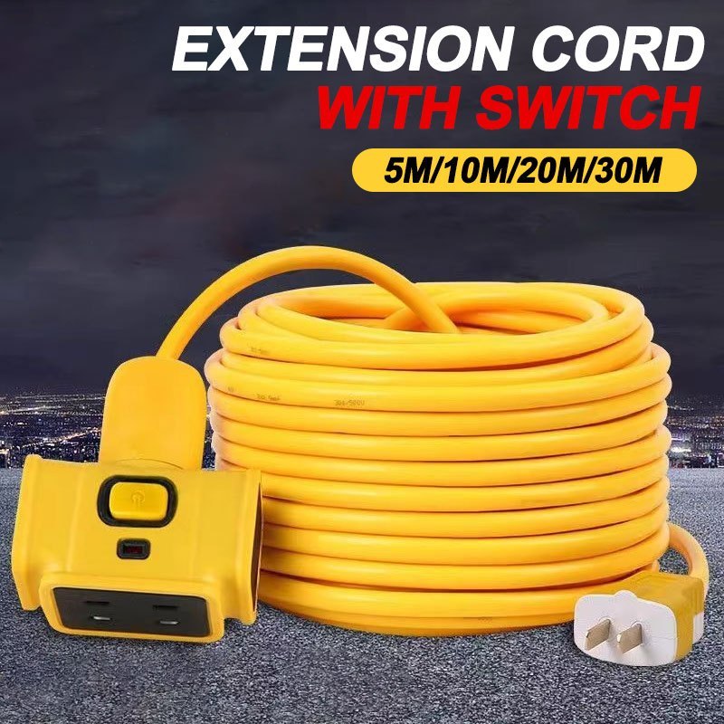 5m/10m/20m/30m Extension cord with switch socket extra long plug ...