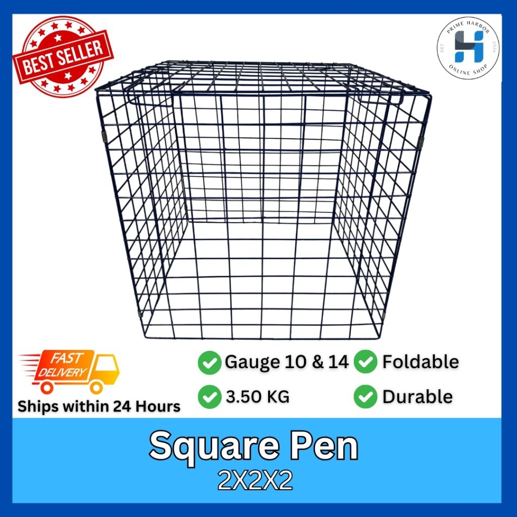 Square Pen 2X2X2 Blue / Red /Cock Cage / Kulungan ng manok / Heavy duty ...