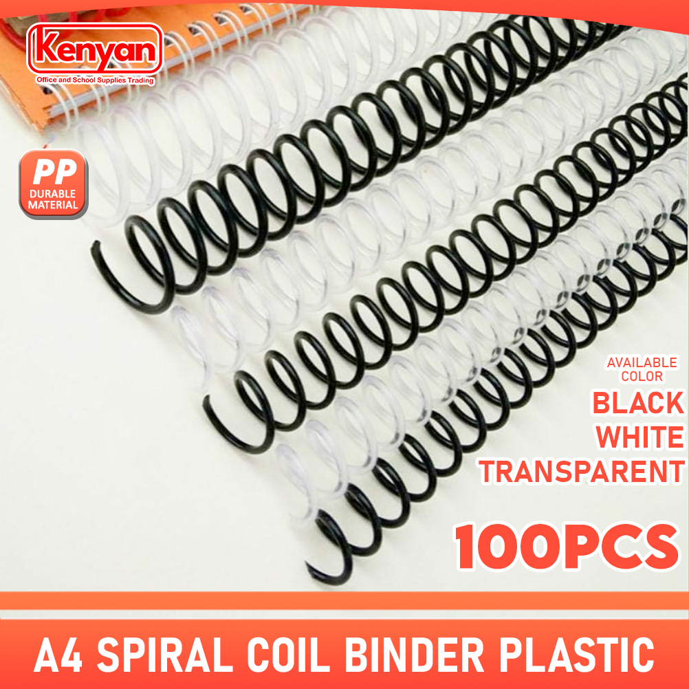 100pcs A4 Spiral Coil Binder 46 Holes PVC Plastic - 4:1 Pitch, 8mm to ...