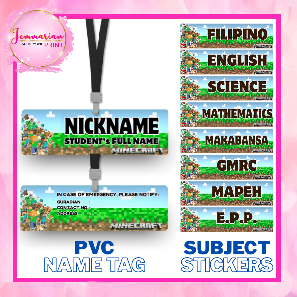 NAME TAG & SUBJECT STICKERS (minecraft3 design) | Shopee Philippines