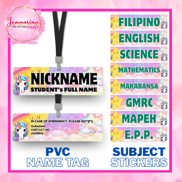 NAME TAG & SUBJECT STICKERS (unicorn1 design) | Shopee Philippines