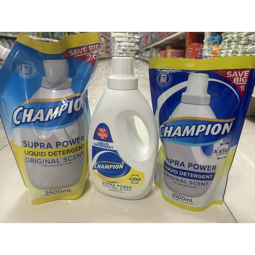 Champion Liquid Detergent High Foam Top Load 1.6L Bottle/ 1000ML Refill ...