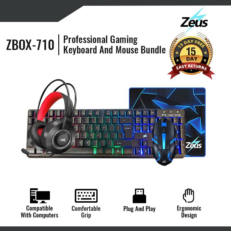 Zeus Z-BOX710 4 in 1 Computer Gaming Kit / Gaming Set ZBOX-710 | Shopee ...