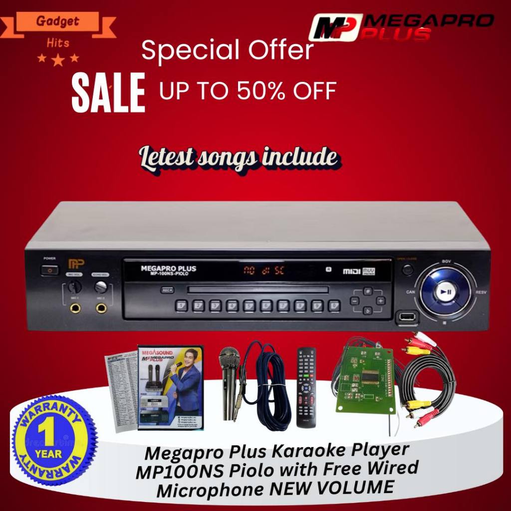 Megapro Plus MP100NS PIOLO DVD Karaoke Player With Volume 85 CD and Free High-End Microphone ...