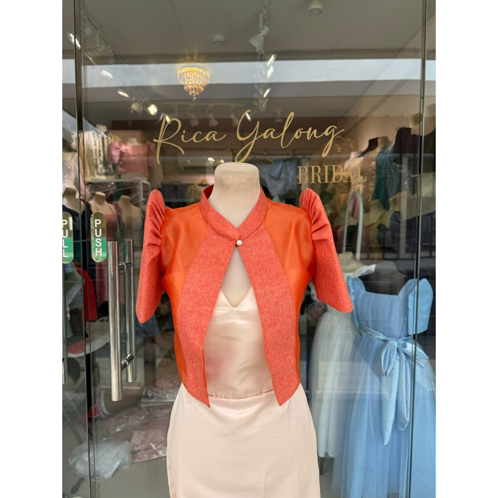 Bolero filipiniana top ethnic Light Rusty Orange, Filipiniana top ...