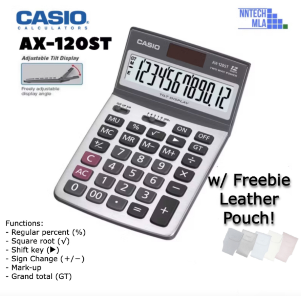 Casio Ax120st Desktop Calculator with Free Leather Pouch | Shopee ...