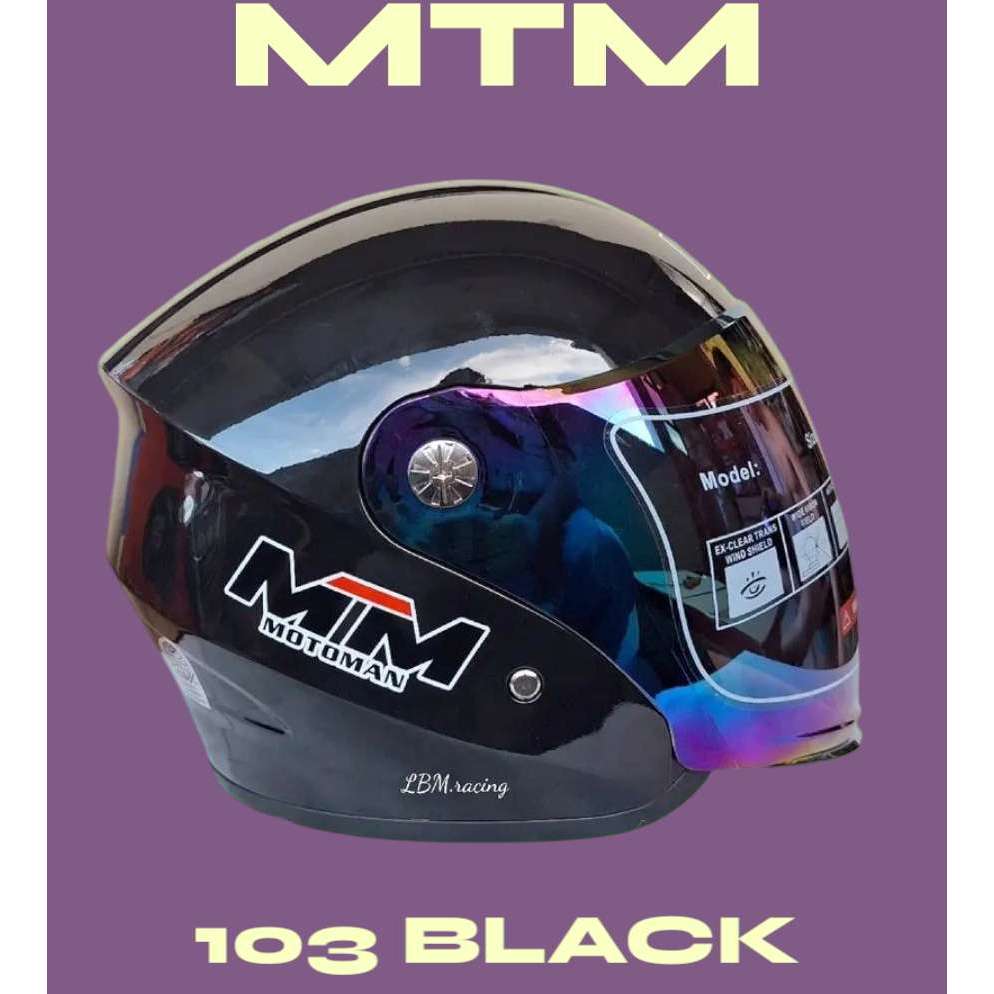 MTM 103 HALF FACE HELMET FIT SMALL TO MEDIUM CLEAR &RAINBOW SINGLE ...