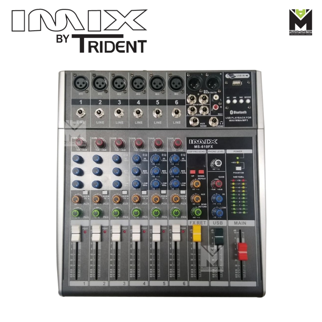 IMIX MS-610FX 6 Channel with USB Without EQ with LCD Dsiplay and USB Mixer Passive Mixer ...