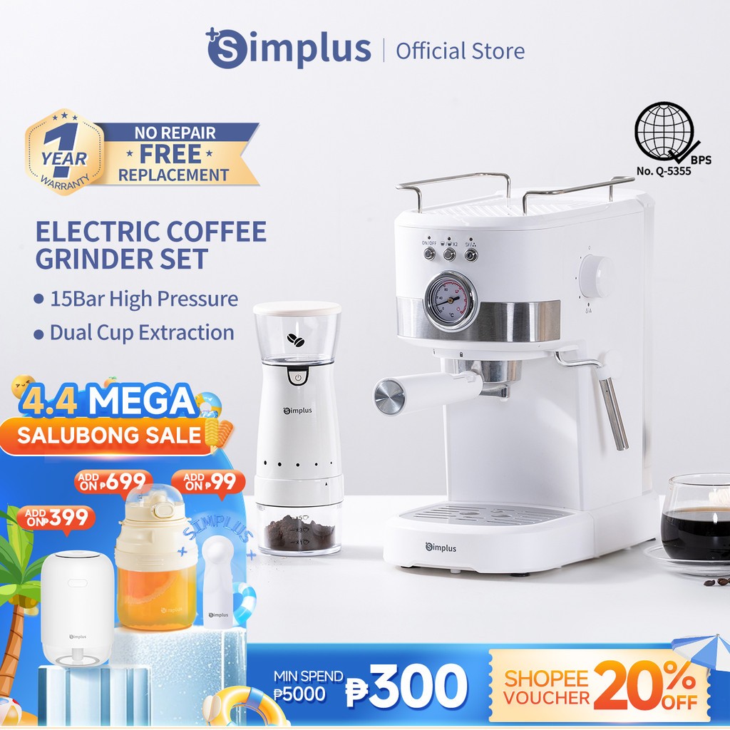 Simplus Coffee Machine Set Espresso Coffee Machine + Coffee Grinder ...