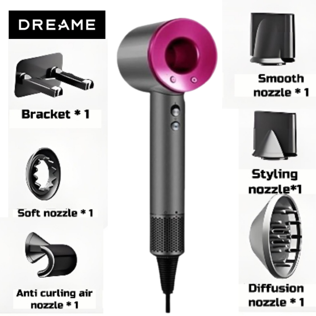 Supersonic 6 In 1 Hair Dryer 1600w | Hot & Cold | Negative Ion | Blow 