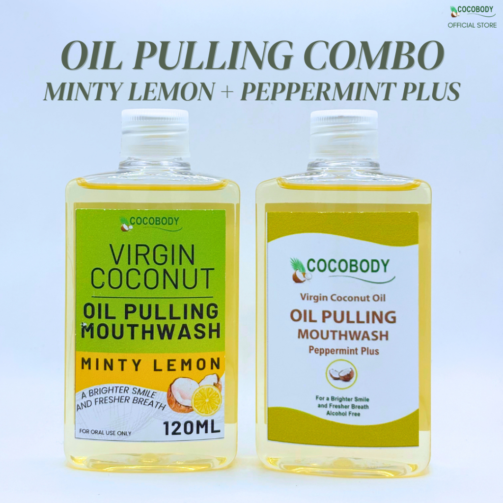 Cocobody, Oil Pulling Natural Mouthwash Combo 120ml (Minty Lemon and ...