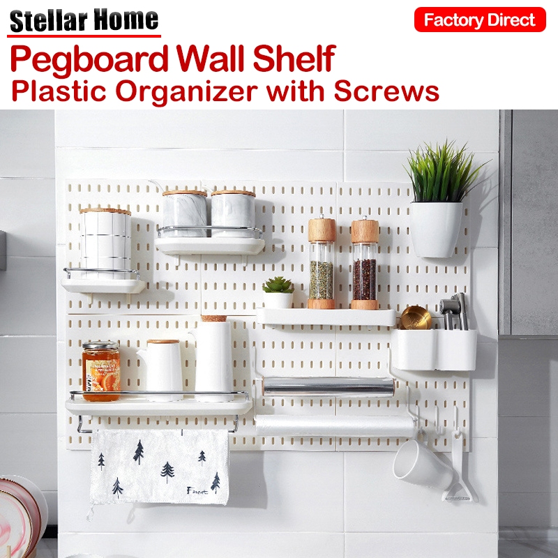 Pegboard Wall Shelf - Plastic Organizer with Screws - for Garage ...
