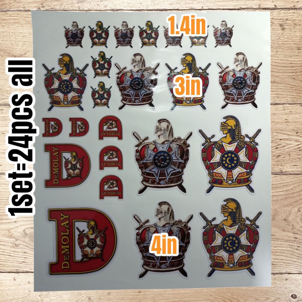 DEMOLAY 24Pcs VINYL HOLOGRAM 3M STICKER LAMINATED WATERPROOF ...
