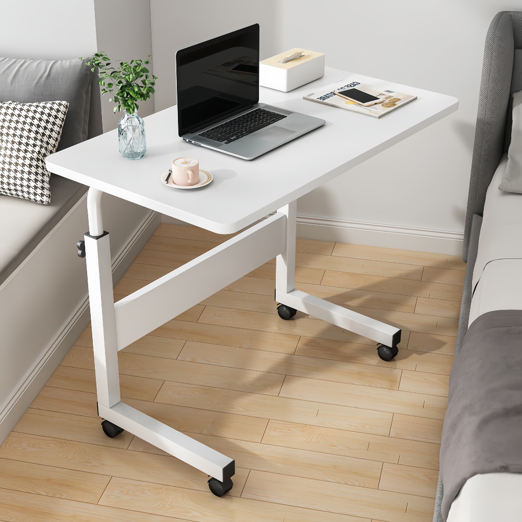 White And Brown Elevatable Computer Table Bedside Laptop Desk With ...
