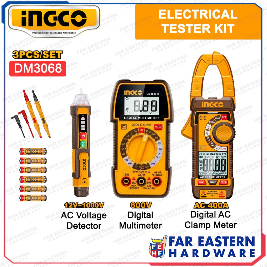 INGCO Electrical Tester Combo Kit Digital Multimeter | Voltage Detector ...