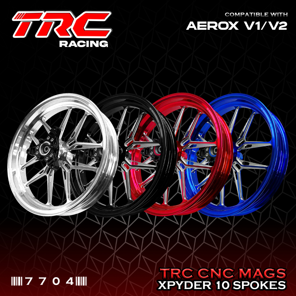 TRC CNC XPYDER 10 SPOKES MAG WHEELS (2.5F x 3.5R x 14) for AEROX v1/v2 ...
