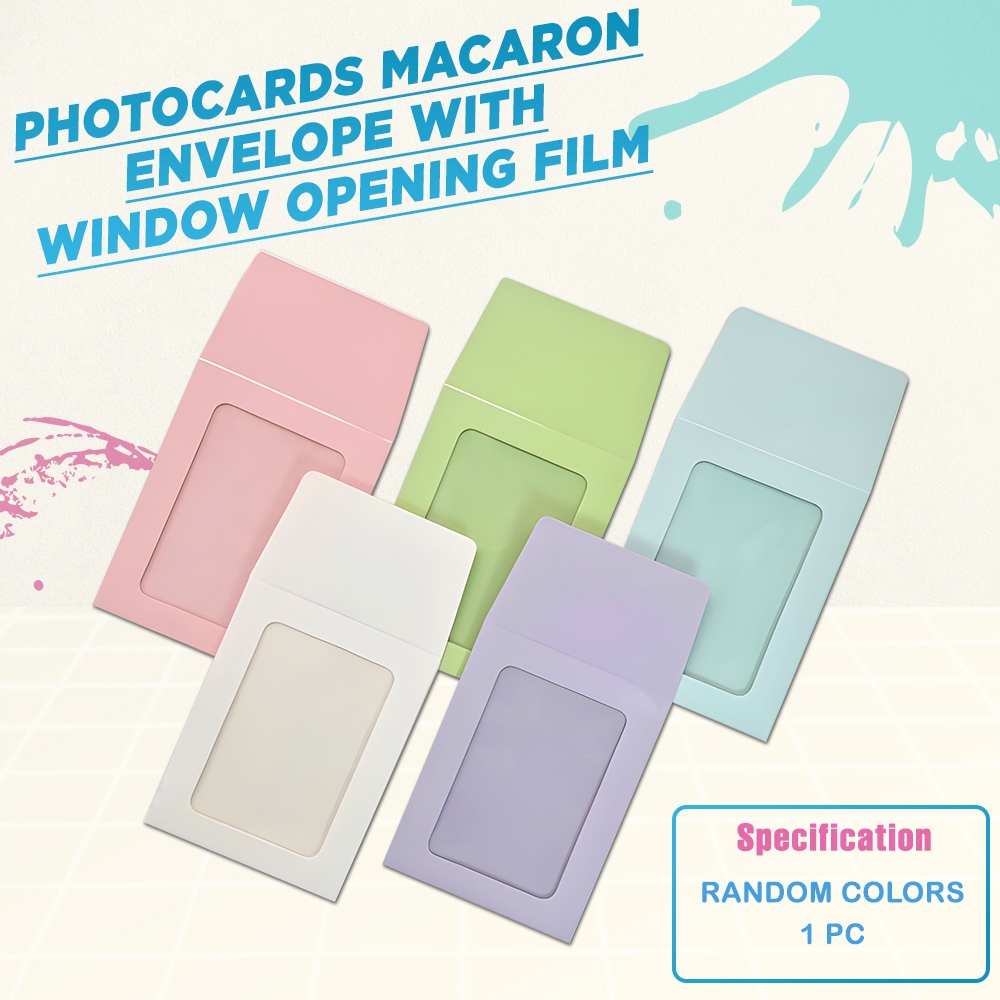 Macaron Color Photo Card Envelope 1pc Random Color Envelope with Window ...