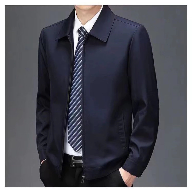 Bomber Jacket for Men with Zipper and Pockets Polo Neck Windbreaker ...