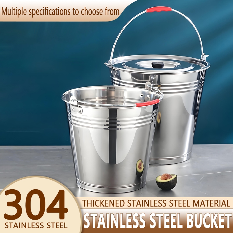 304 stainless steel portable large capacity household bucket lid water ...