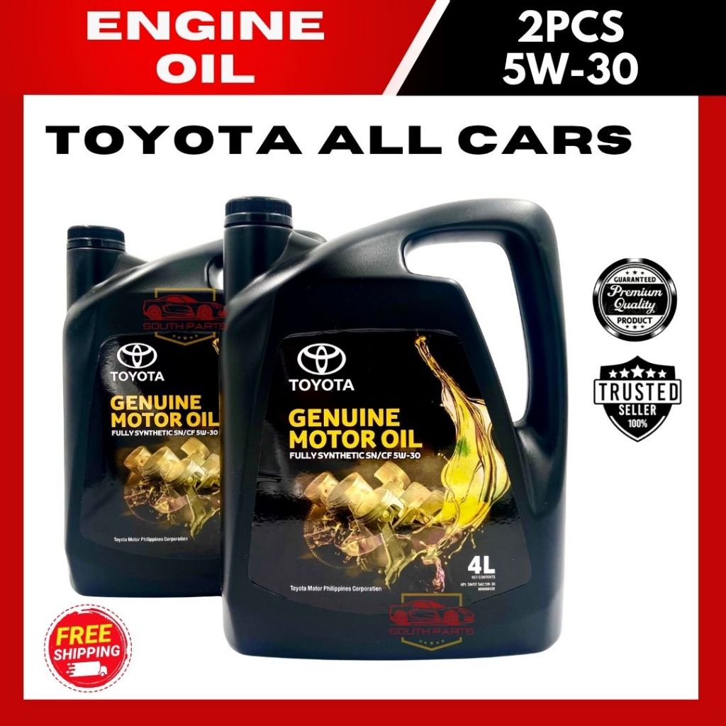 SALE! 2PCS ENGINE OIL TOYOTA FULLY SYNTHETIC 5W-30 (BLACK 4L) for ALL ...