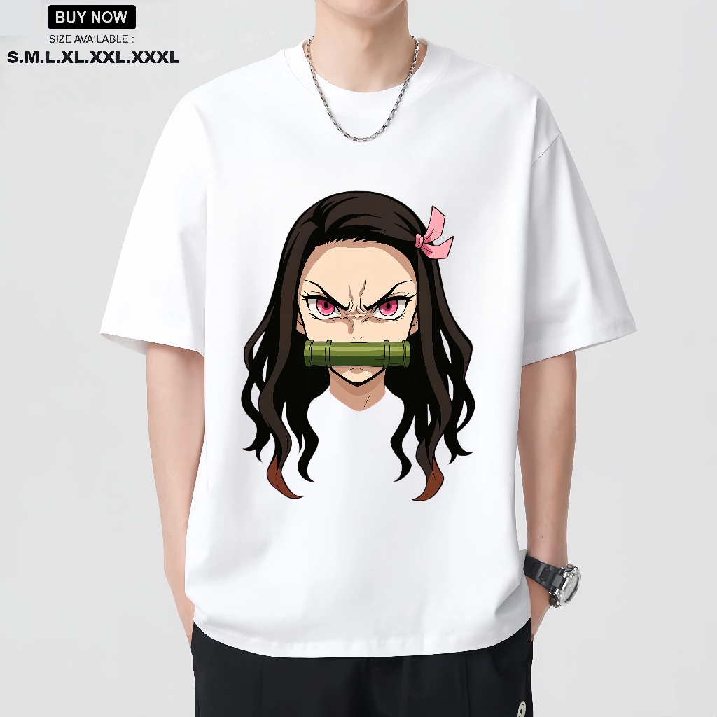 Anime T-shirt Demon Slayer Mizuko Muzzle Print Cotton Unisex Loose-Fit ...