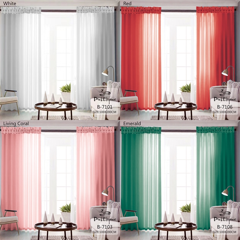1Pc Colored lace curtain Home Tulle Voile Window Curtain 100 cm X 200 ...