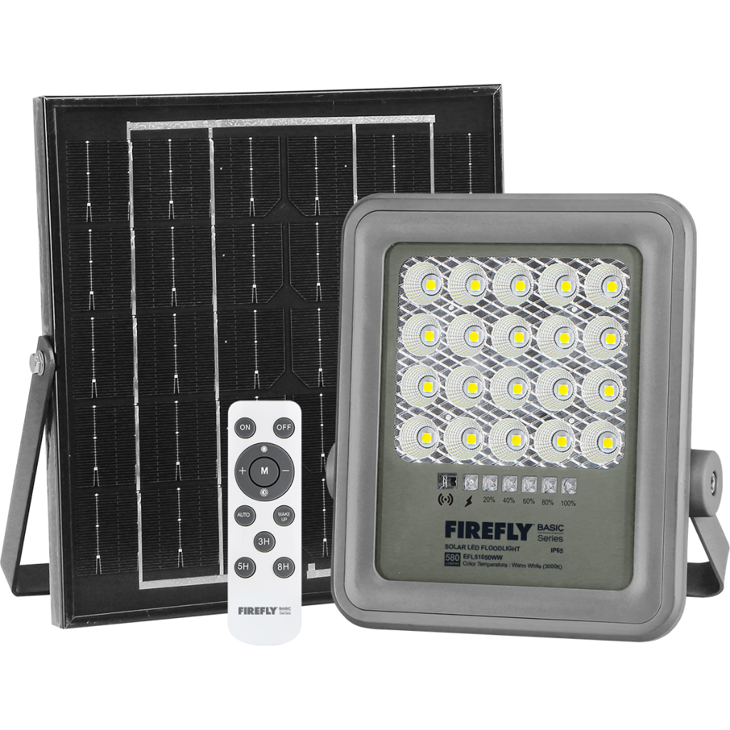 Firefly Solar Floodlights - 50W Warm White with Monocrystalline Solar ...