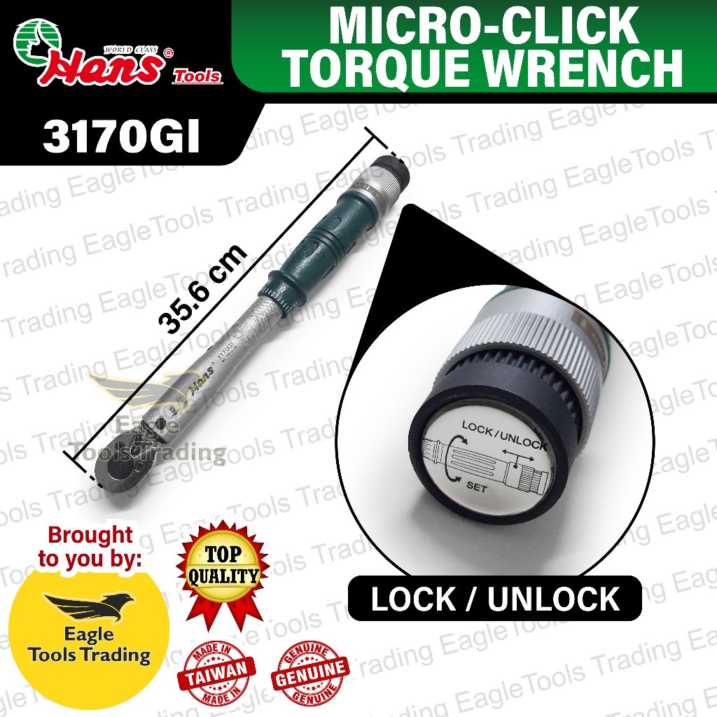 Hans Click Micro Torque Wrench 3/8 inch Drive 40 X 250 IN. LB. | 4.5 ...
