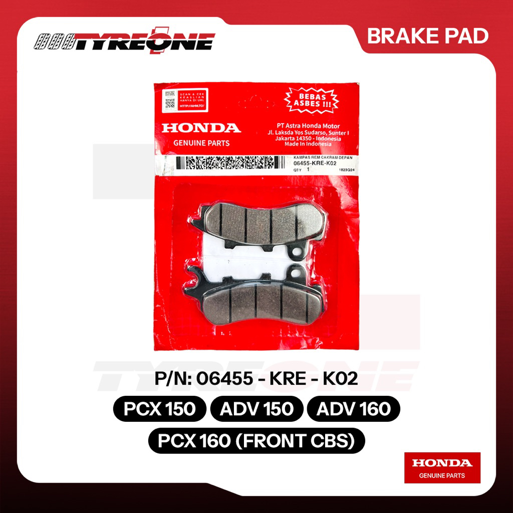 Honda Brake Pad 06455-KRE-K02 PCX 150 & 160 / ADV 150 & 160 | Shopee ...