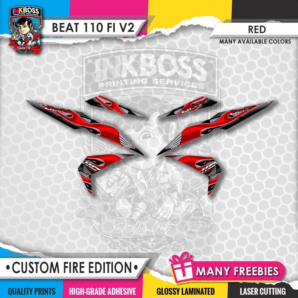 BEAT 110 FI V2 DECALS ( CUSTOM FIRE EDITION )【INKBOSS】 | Shopee Philippines