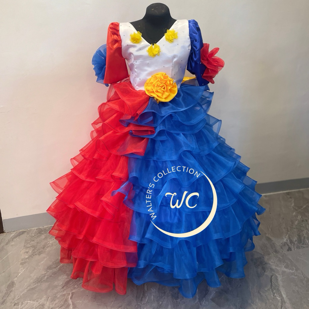 Buwan ng Wika Costumes Filipiniana For Kids Flag Gown Raffles | Shopee Philippines