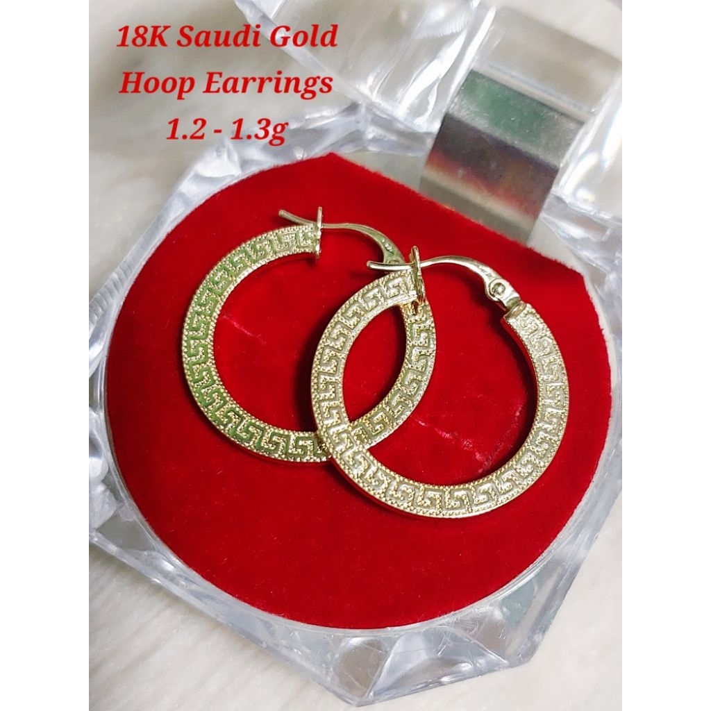 18K Saudi Gold Flat Hoop Earrings VSPL (pawnable) | Shopee Philippines