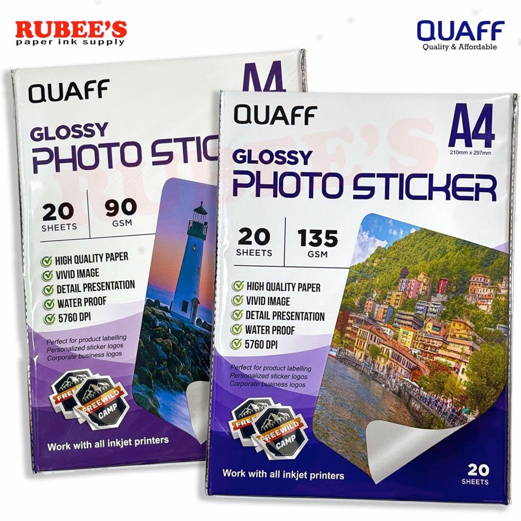 QUAFF PHOTO STICKER 135GSM /90GSM (20 Sheets) | Shopee Philippines