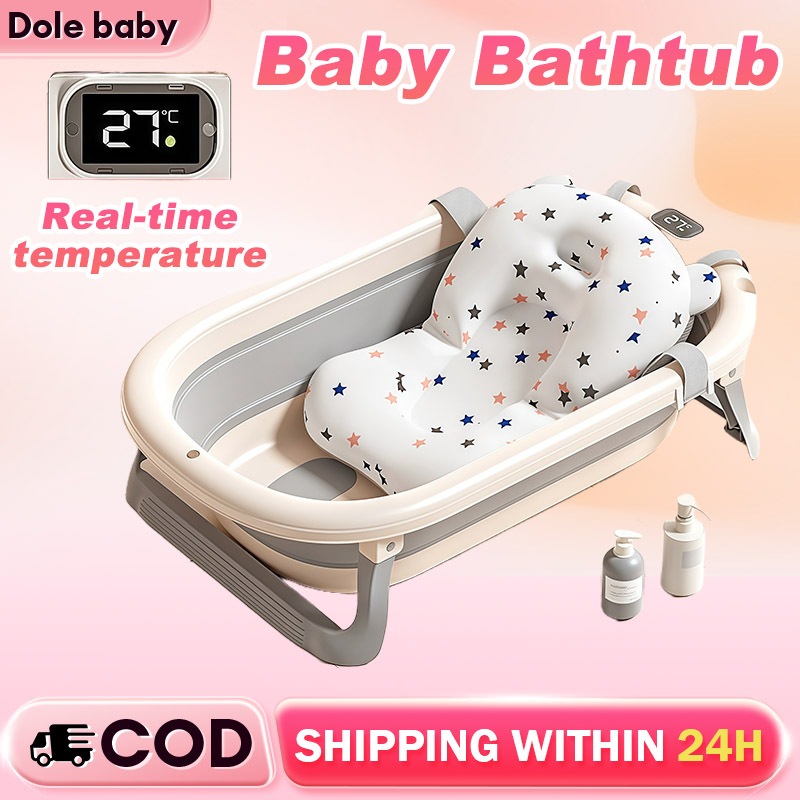 Baby bath tub with thermometer Besen mandi baby newborn foldable anti ...
