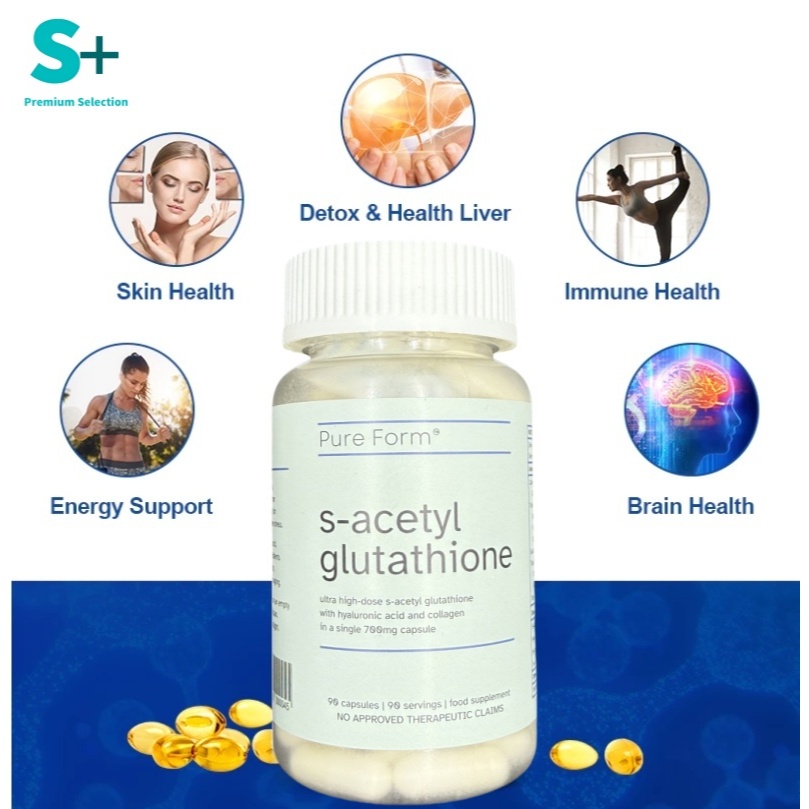 Pure form S Acetyl Glutathione 90 Capsules Premium Formula Glutagen C ...