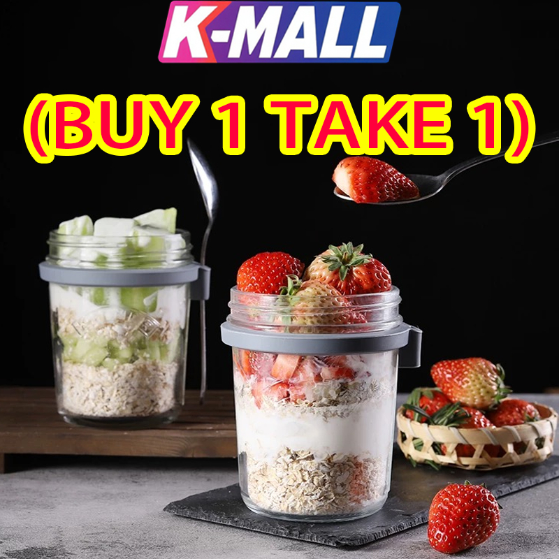 Reusable Overnight Oats Jar Glass With Spoon Overnight Oats Container ...